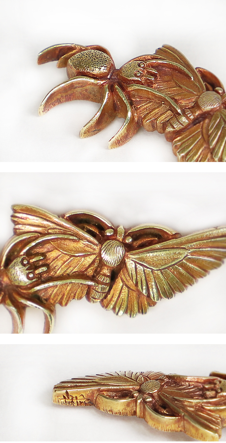 目貫：蜘蛛蝶勝虫図 Menuki:Kumo Cho Tonbo Zu