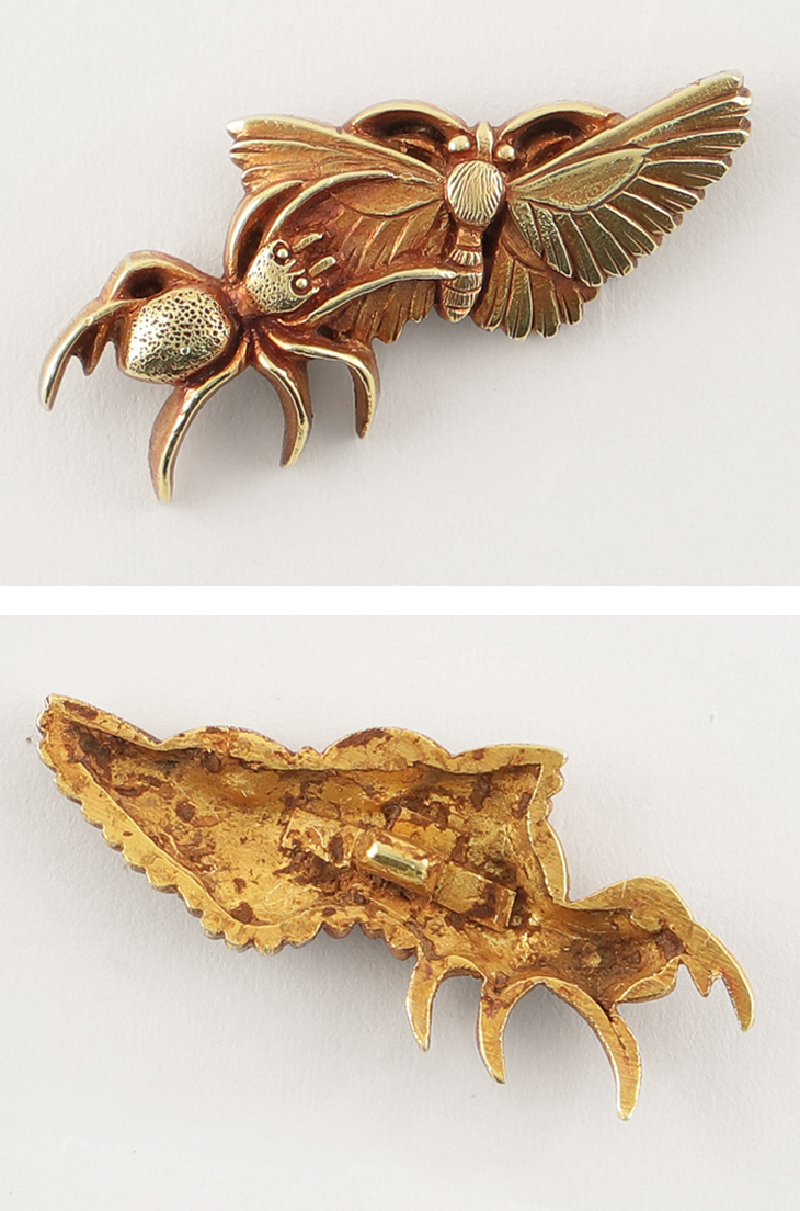 目貫：蜘蛛蝶勝虫図 Menuki:Kumo Cho Tonbo Zu